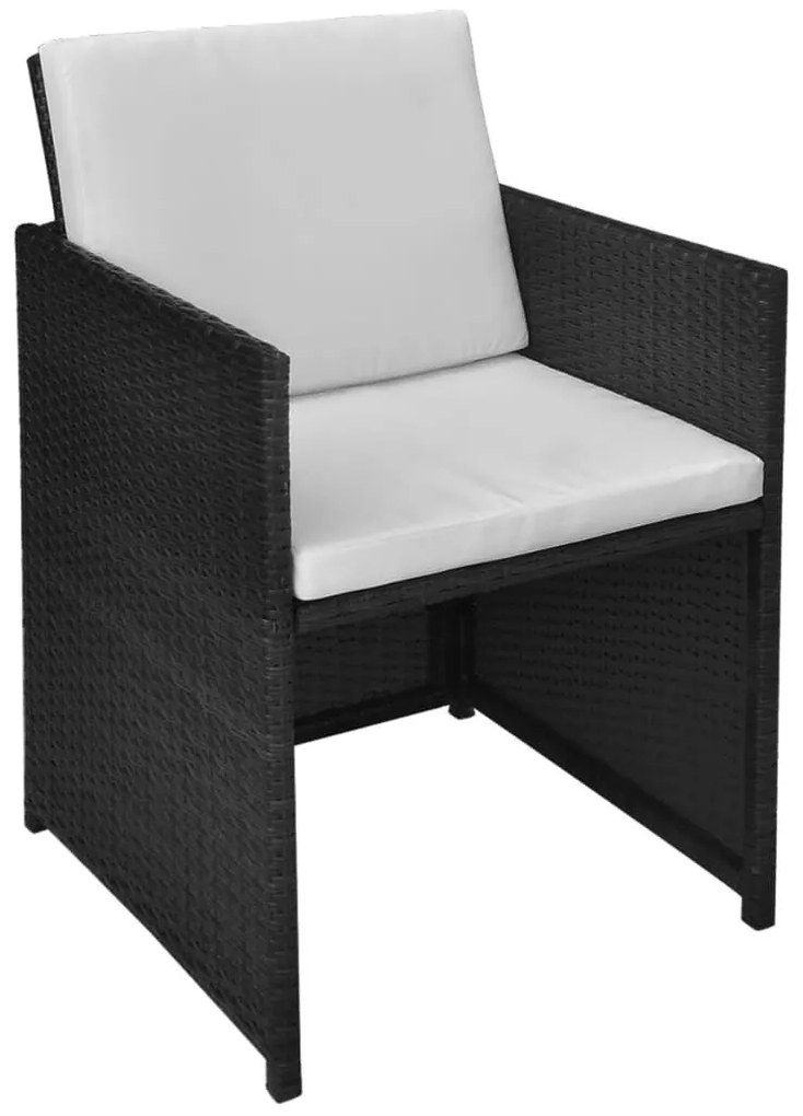 vidaXL 3dílný bistro set s poduškami polyratan černý