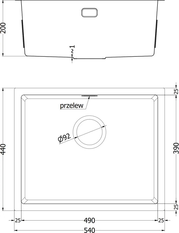 Mexen Trixo, 1-komorový nerezový dřez 540 x 440 mm, broušená ocel, vzor voština, 6414541000-01HC
