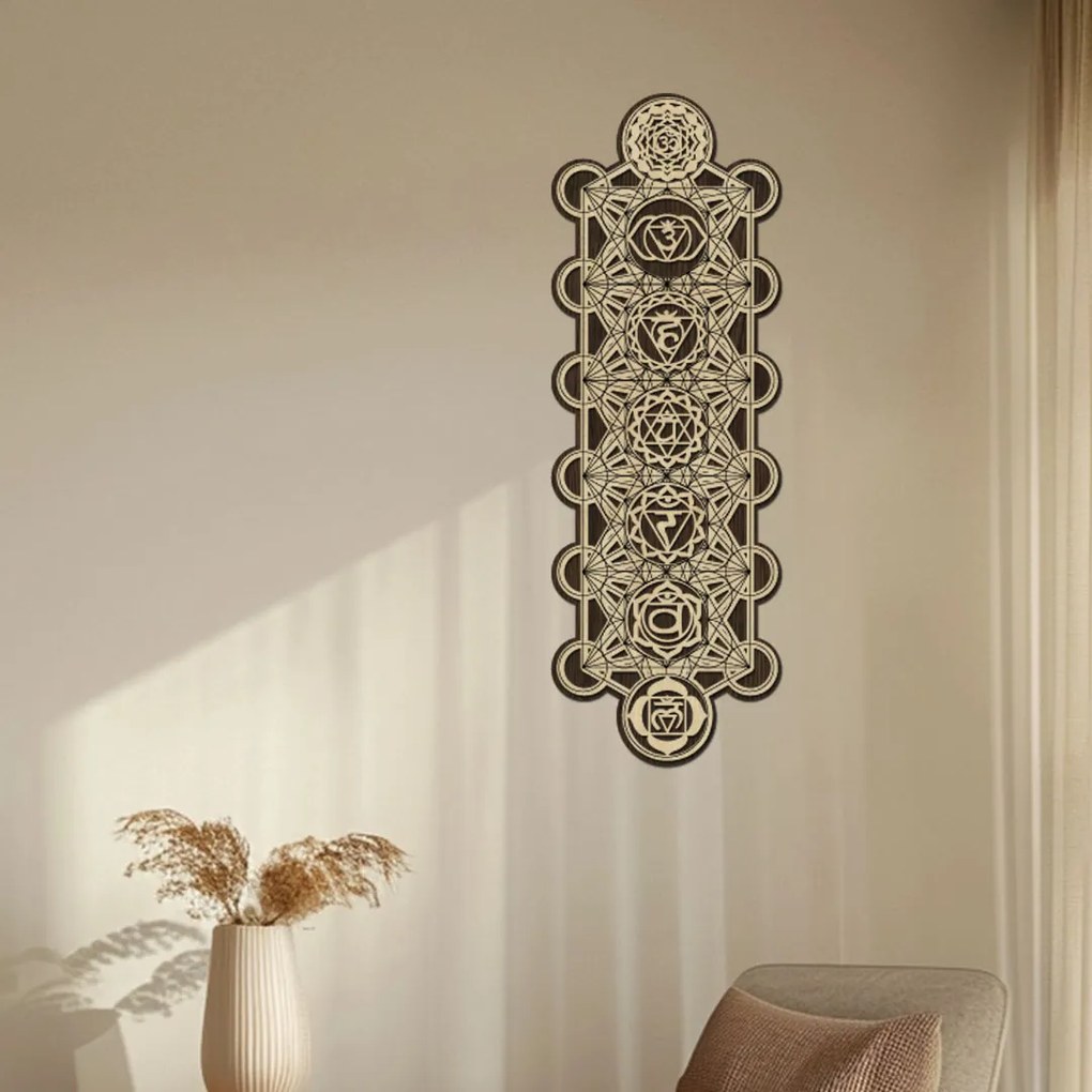 dřevo života Dřevěná dekorace Čakrový panel Zvolte rozměr (cm): 20x60, Zvolte barvu dekoru: Dub sonoma-Ořech