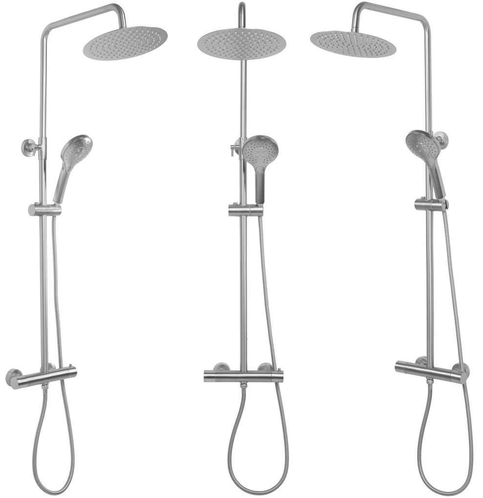Rea Vincent, sprchový set s termostatickou baterií a dešťovou hlavicí 25cm, nikl matný, REA-P6603