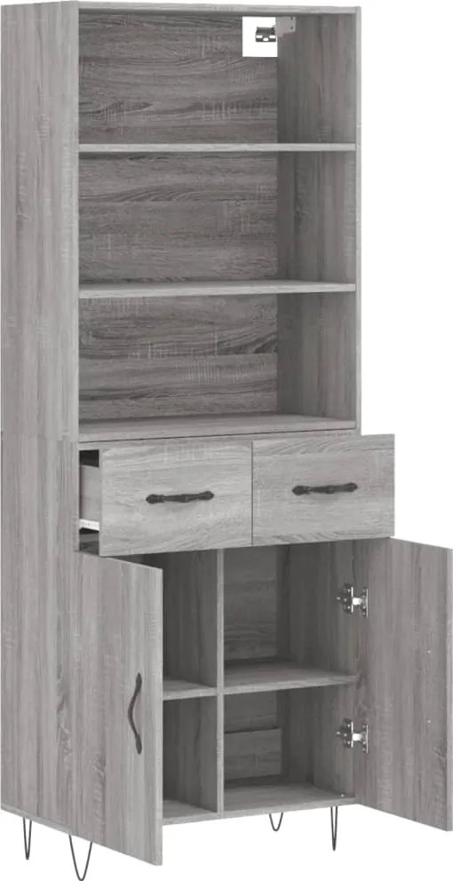 Skříň highboard šedá sonoma 69,5 x 34 x 180 cm kompozitní dřevo 3200551