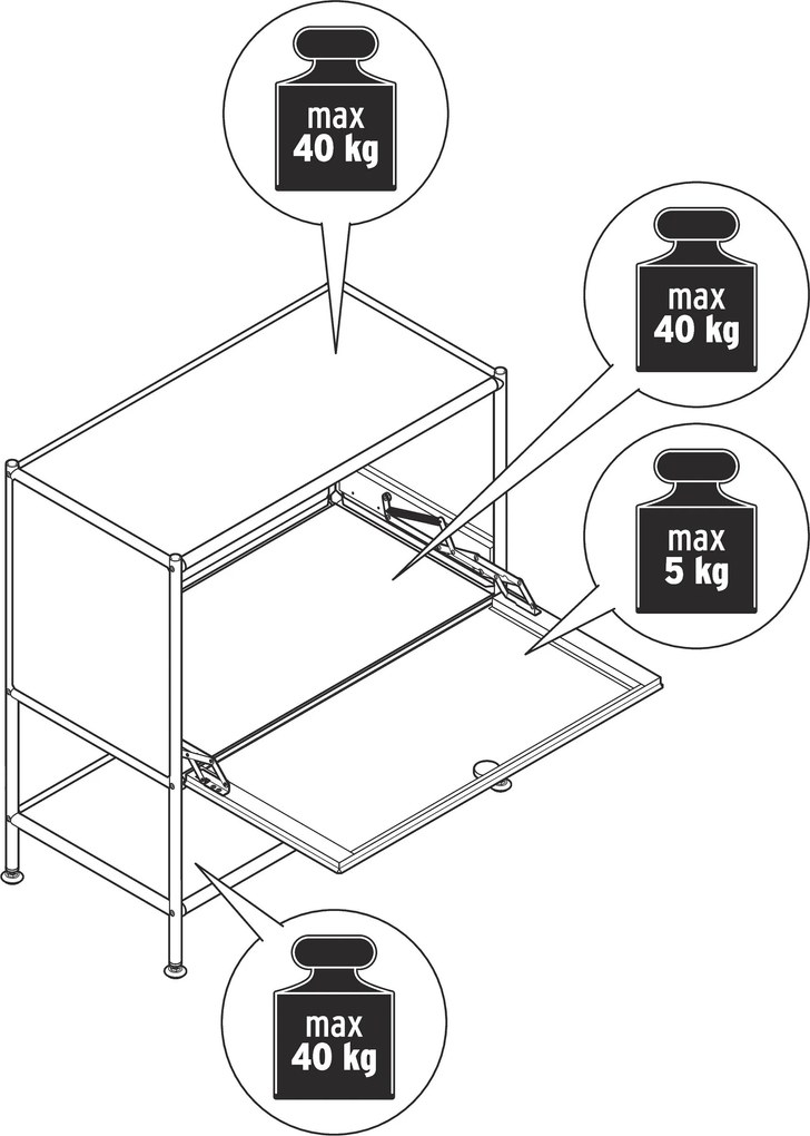 Tchibo - Kovová odkládací skříňka »Cn3« s 1 výklopnými dvířky - barva: zelená