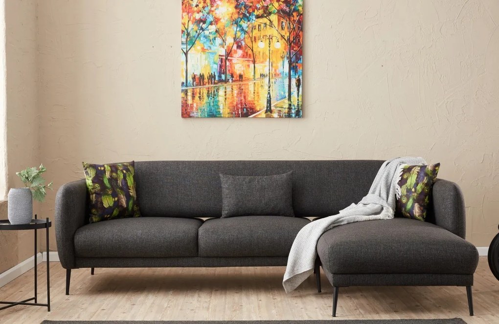 Hanah Home Rohová pohovka VENUS antracitová pravá 825BLC2762