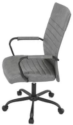 Autronic Kancelářská židle Kancelářská židle, šedá ekokůže, houpací mech, kolečka pro tvrdé podlahy, černý kov (KA-V306 GREY)