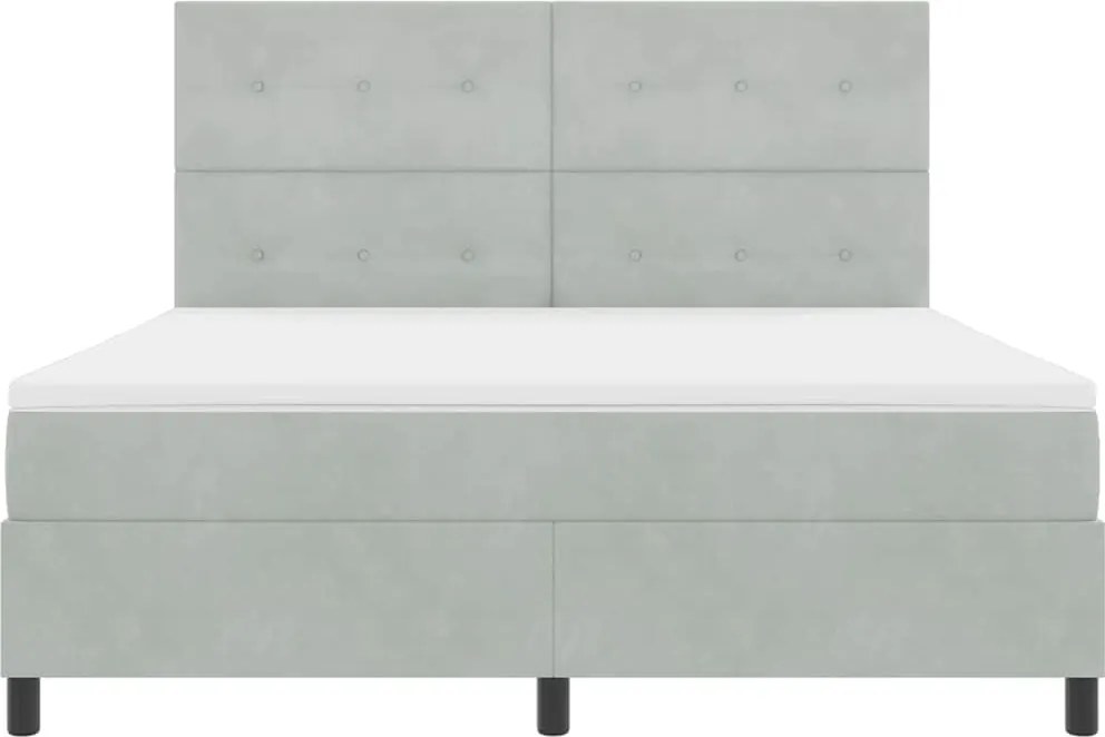 Postel s boxspringem s čelo Světle šedá 180 x 200 cm samet 3339848