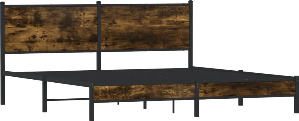 Kovový rám postele bez matrace kouřový dub 183 x 213 cm 3301378