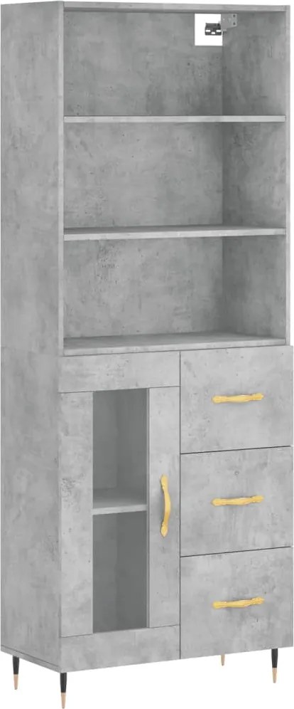 Skříň highboard betonově šedá 69,5x34x180 cm kompozitní dřevo 3189489