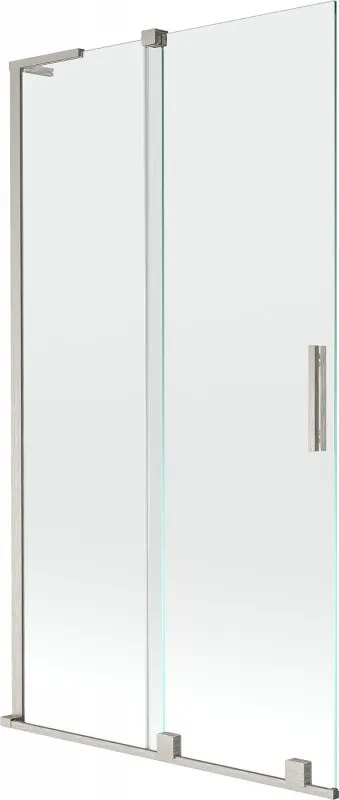 Mexen Velar L, 2-křídlová posuvná vanová zástěna 100 x 150 cm, 8mm čiré sklo, broušená ocel, 896-100-003-01-97