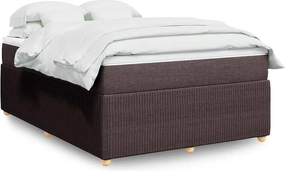 Box spring postel s matrací tmavě hnědá 140x190 cm textil 3285570