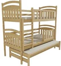 Vomaks Patrová postel s výsuvnou přistýlkou PPV 024 80 x 180 cm surové dřevo 90 cm (+10 cm vsuvky mezi lůžky a prodloužený žebřík)