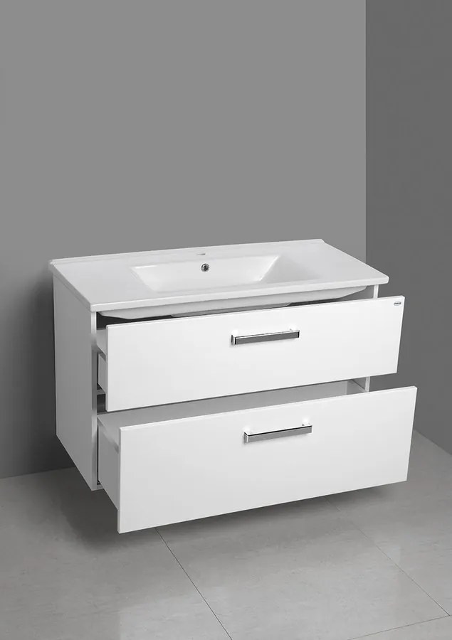 Aqualine, VEGA umyvadlová skříňka 100cm, 2xzásuvka, bílá, VG103