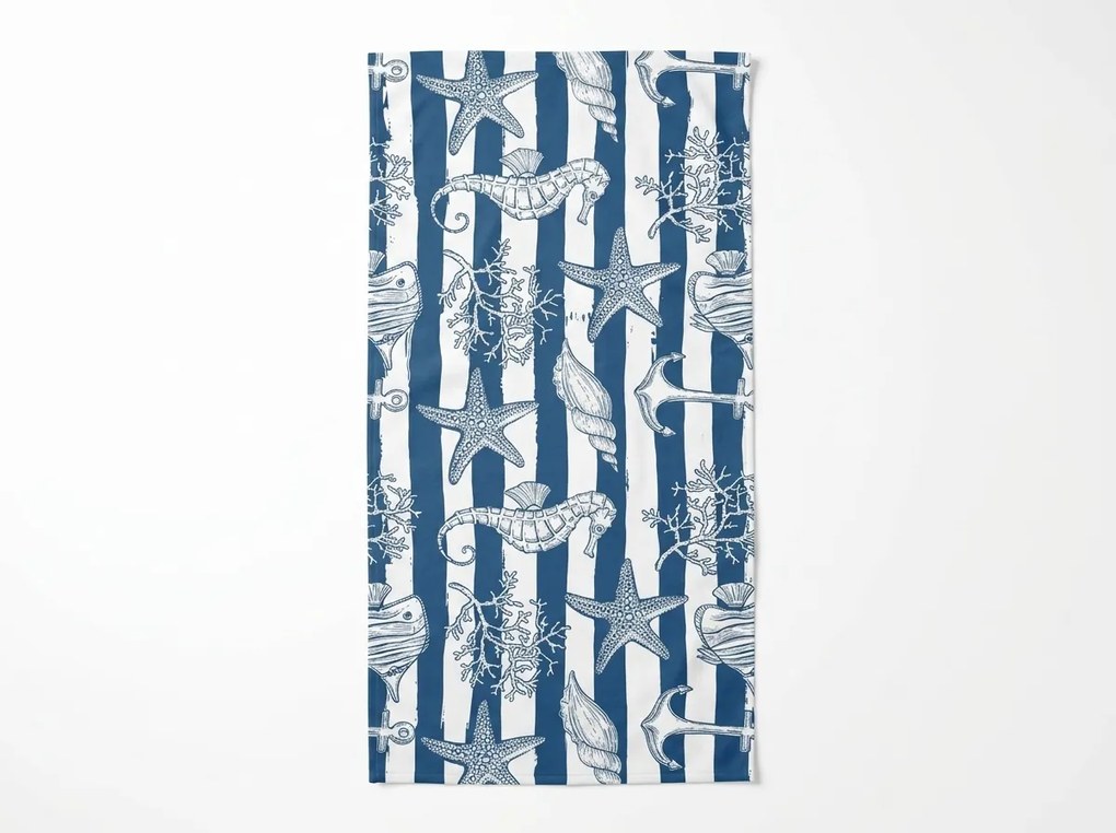 Rychleschnoucí plážová osuška NAUVIA modro-bílá 70 x 140 cm, 100% mikrovlákno