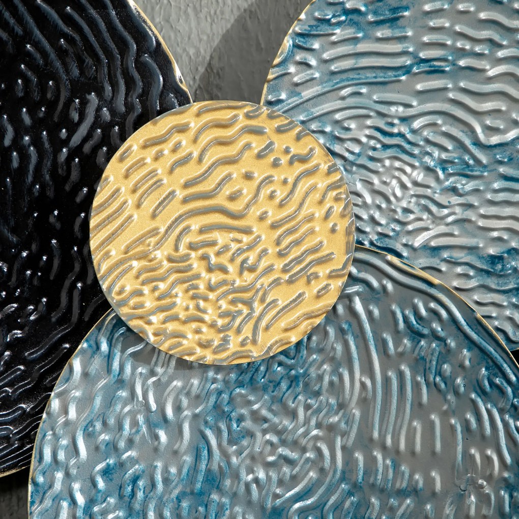 HOMCOM 3D nástěnná malba kovový obraz nástěnná plastika moderní obývací pokoj umění 121x53cm ve zlaté černé modré pro stylové dekorace