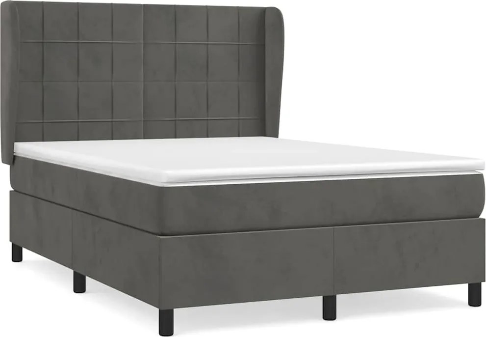 Box spring postel s matrací tmavě šedá 140x200 cm samet 3129214