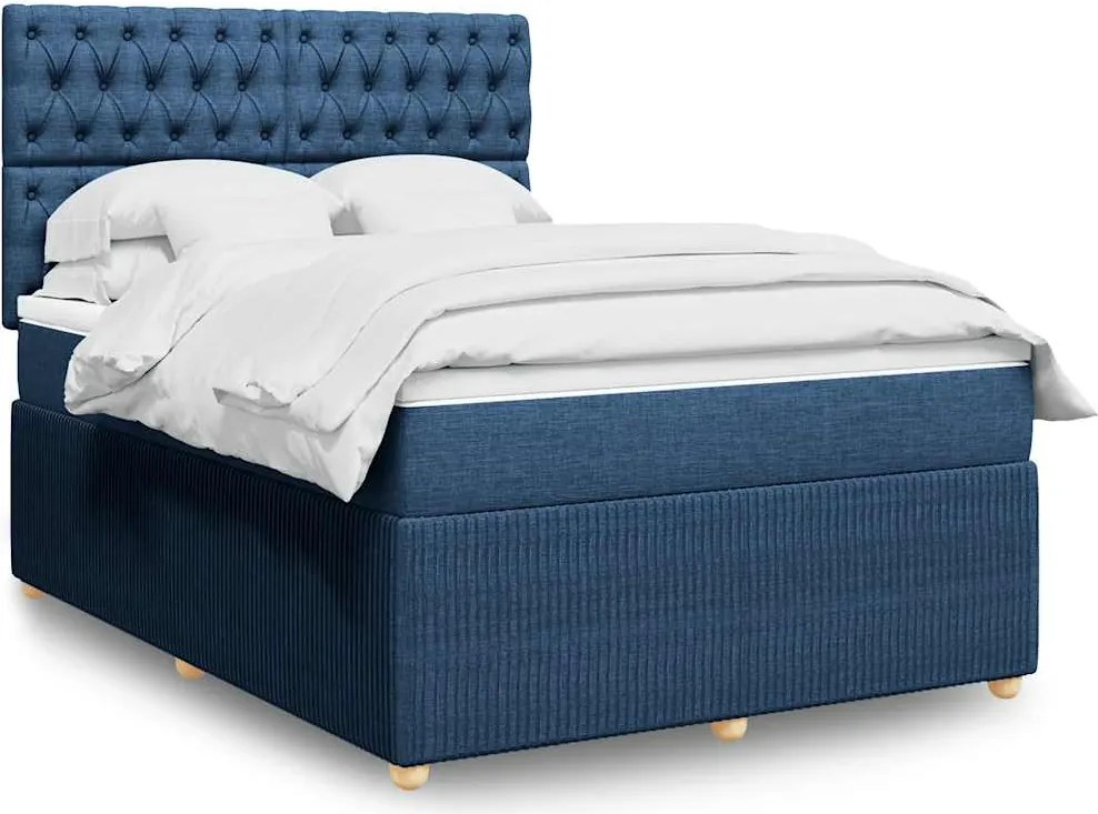 Box spring postel s matrací modrá 140x190 cm textil 3292064