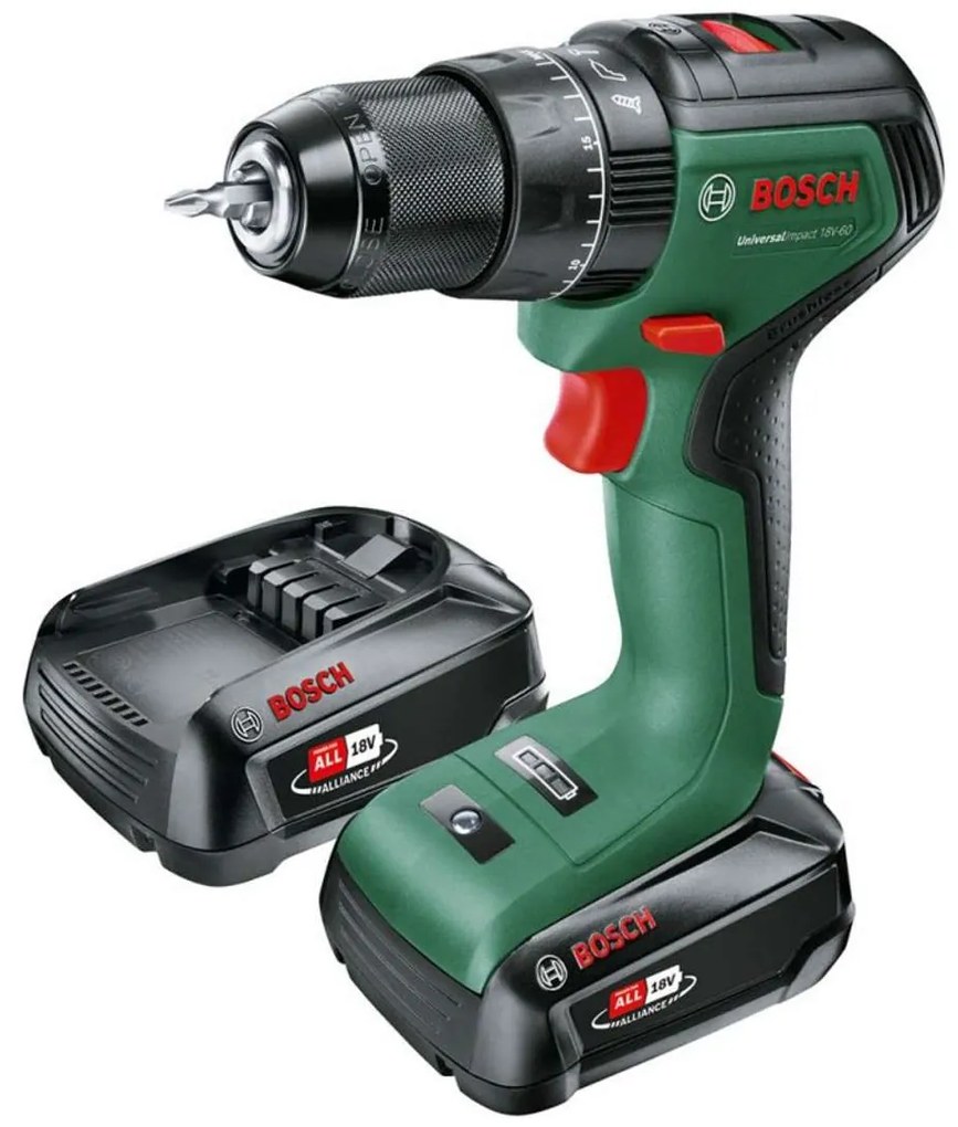 Bosch - 18V AKU vrtačka s příklepem, 2x aku 2,0 Ah Li-Ion, nabíječka 06039D7102