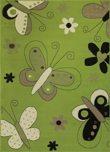 Dětský kusový koberec KIDS 532416/67955 zelený Motýli Rozměr: 160x225 cm |  BIANO