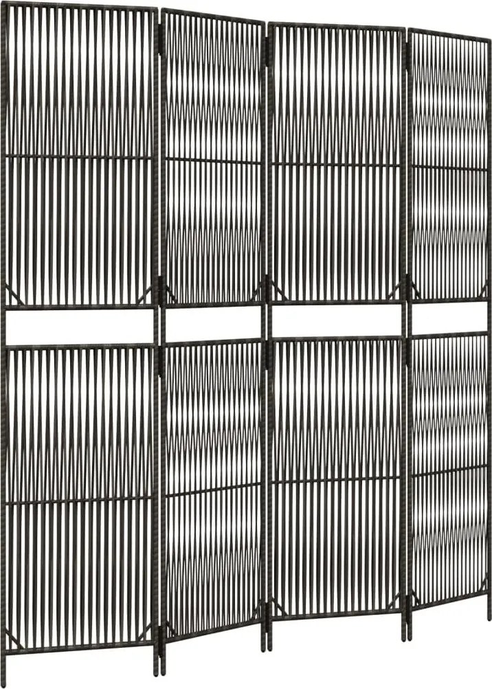 vidaXL Dělicí stěna 4 panely polyratan [365392] Barva: Hnědá