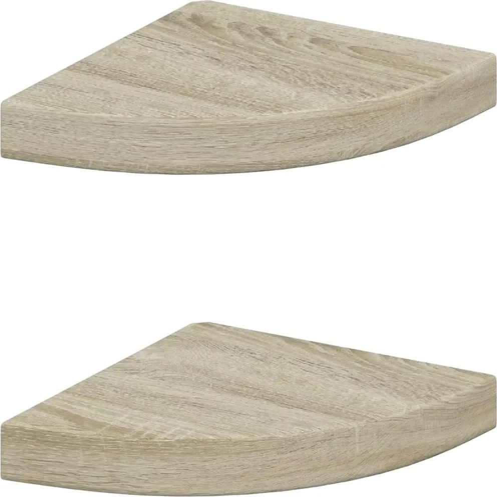 Plovoucí rohové police 2 ks dub 25 x 25 x 3,8 cm MDF 323905