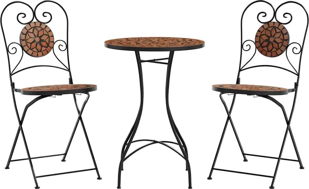 Mozaikový bistro set terakotový železo a keramika 3216352