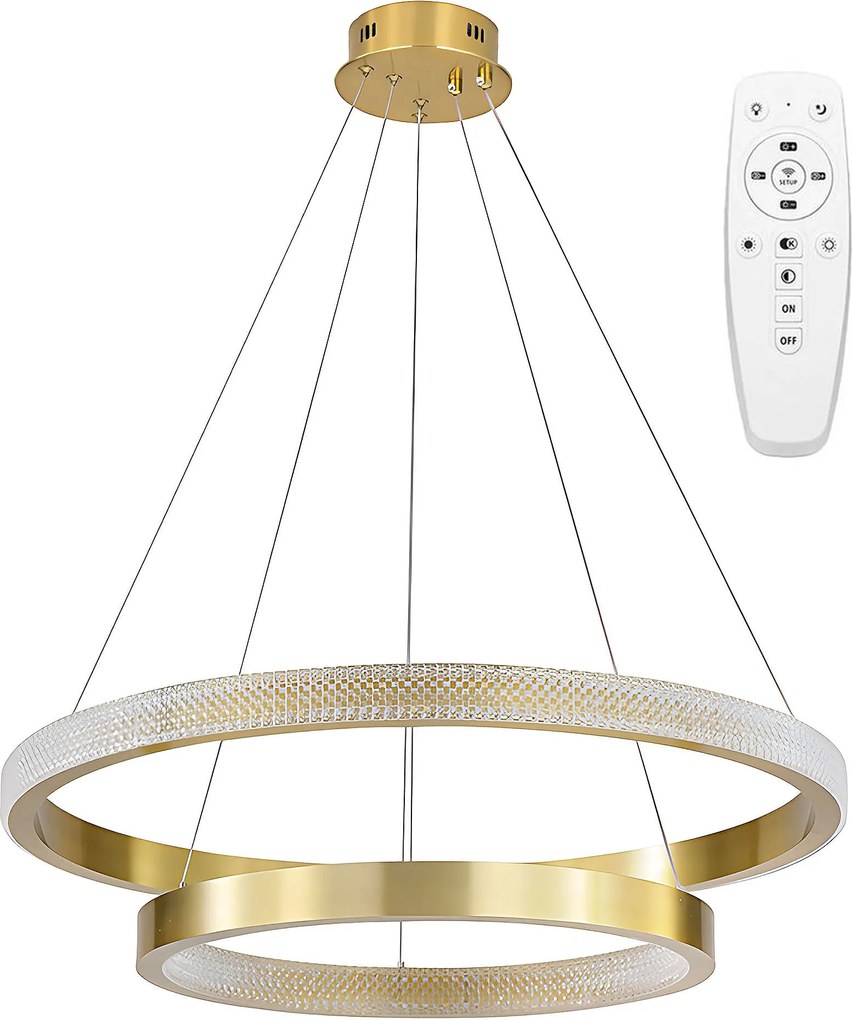 Toolight Toolight, LED stropní svítidlo 60cm, 55W, 3500lm + dálkové ovládání, APP1772-CP, zlatá matná, OSW-06351