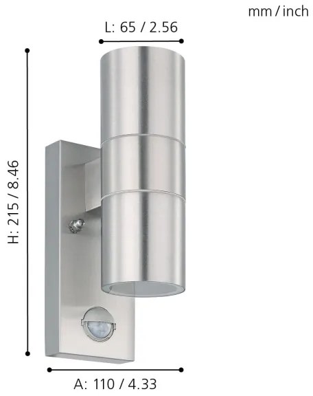 Eglo 79594- LED Venkovní svítidlo se senz. ARAPONGAS 2xGU10/2,8W/230V IP44 chrom