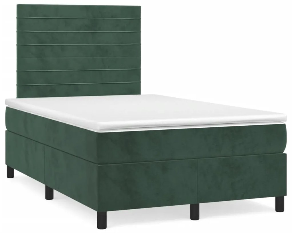 Box spring postel s matrací tmavě zelená 120x190 cm samet