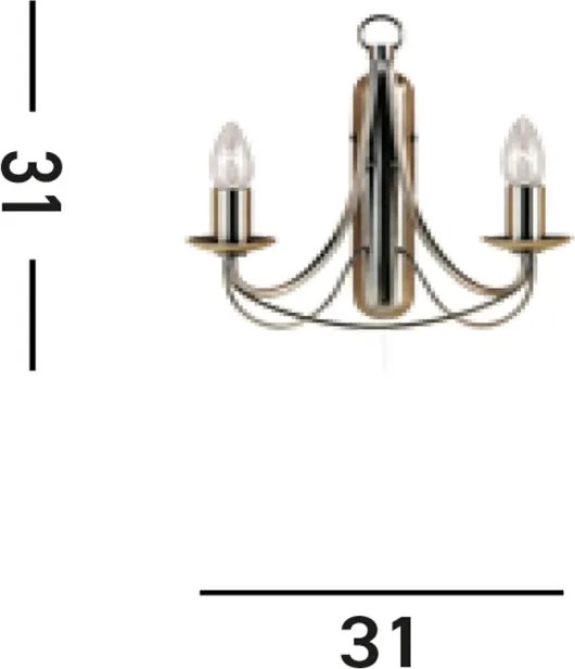 Searchlight 6342-2AB Nástěnná lampa s vypínačem MAYPOLE PATINA
