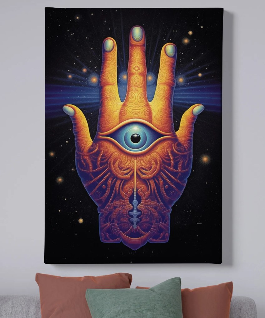 Obraz na plátně - Hamsa kosmická ruka FeelHappy.cz Velikost obrazu: 30 x 40 cm