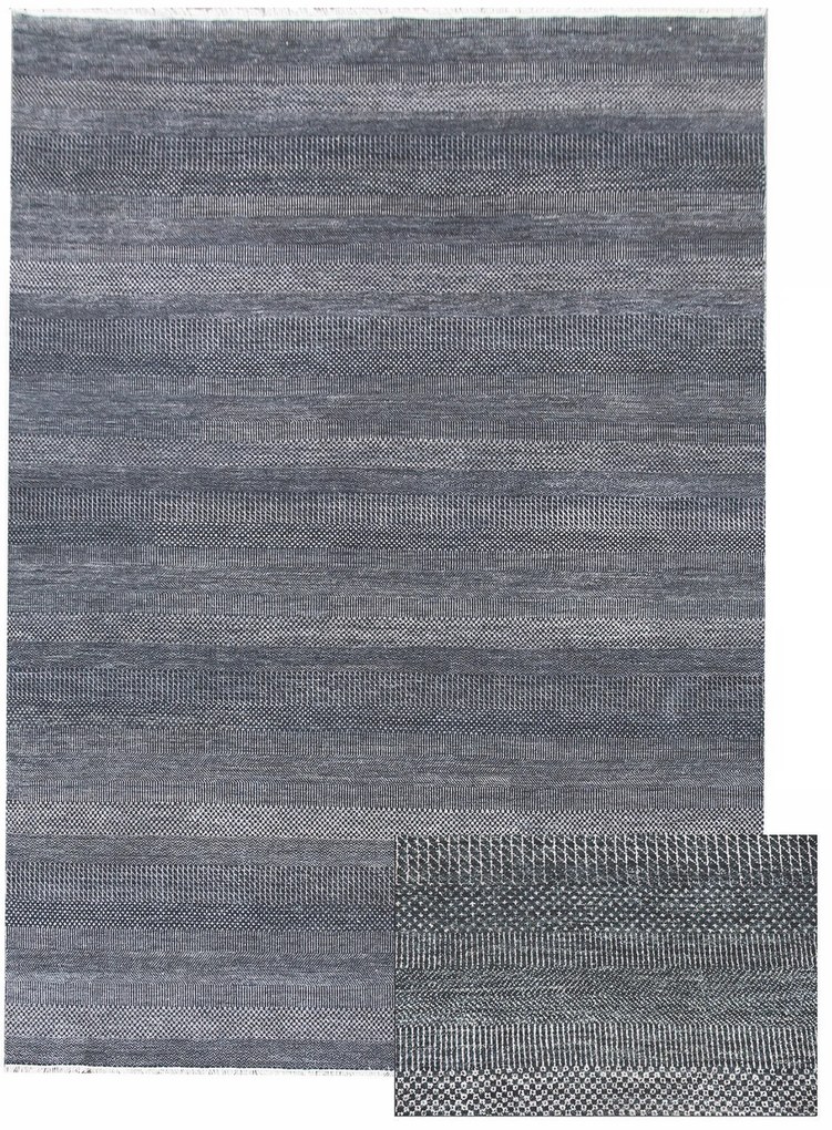Diamond Carpets India, Ručně vázaný kusový koberec Diamond DC-MCN Dark blue/silver, 120x170, modrá, chodba / předsíň