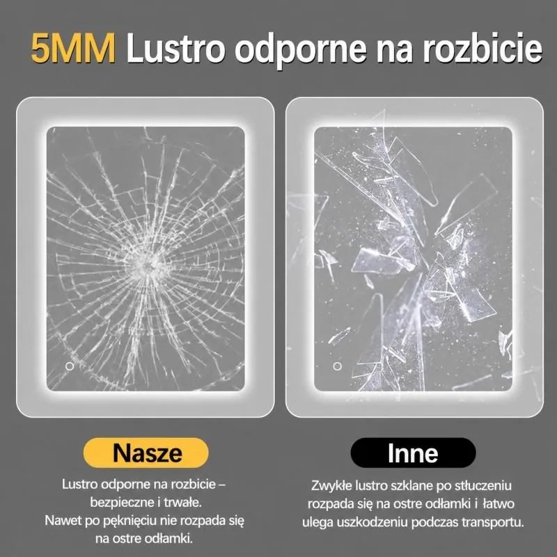 Erga Kalami, bezrámové LED zrcadlo s vyhříváním a dotykovým ovládáním, 80 × 60 cm, ERG-YKA-MR.KALAMI-60X80