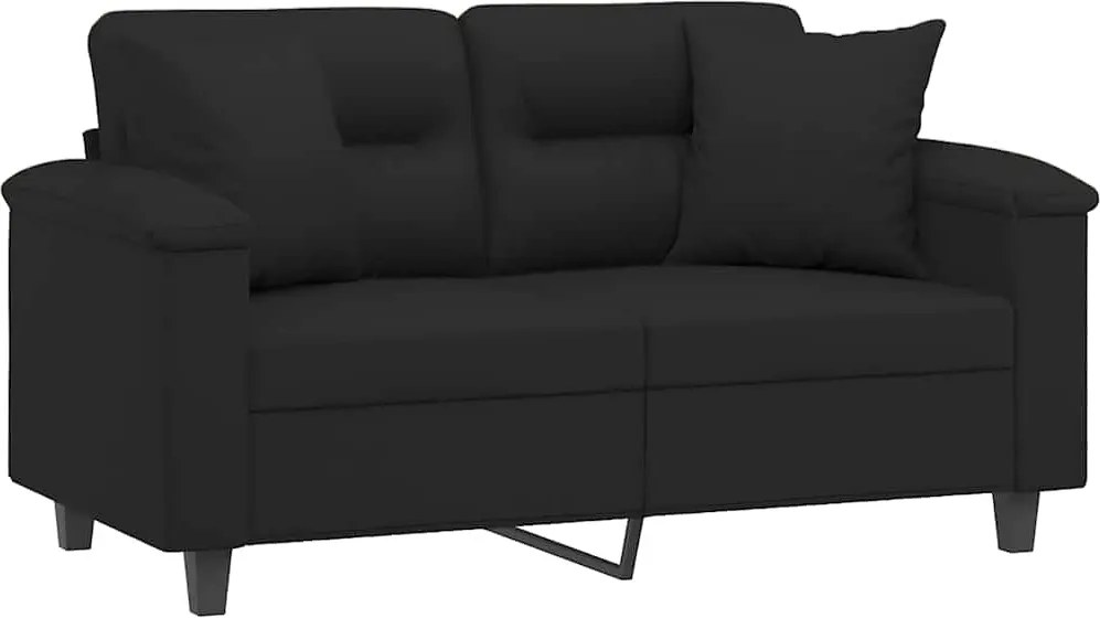 2místná pohovka s polštáři černá 120 cm tkanina z mikrovlákna 3200968