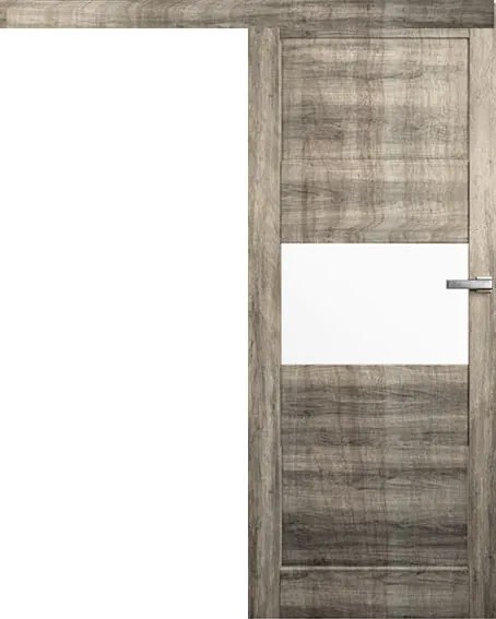 posuvné interiérové dveře na stěnu vasco doors TEO model 3 Průchozí rozměr: 70 x 197 cm, Orientace dveří: Levé dveře, Dekor: Dub stříbrný