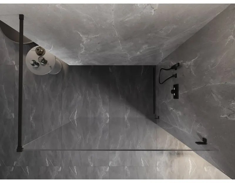 Mexen Lunar sprchová stěna pravá 110 x 200 cm, 8mm čiré sklo, černá matná, 830-110-000-70-00-P