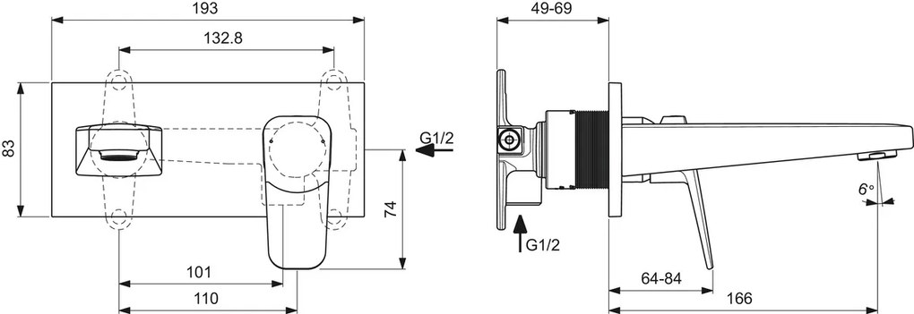 Ideal Standard Ceraplan - Umyvadlová baterie pod omítku, černá matná BD244XG