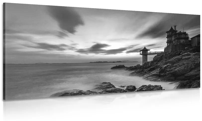 Obraz nádherná krajina u moře v černobílém provedení Varianta: 100x50