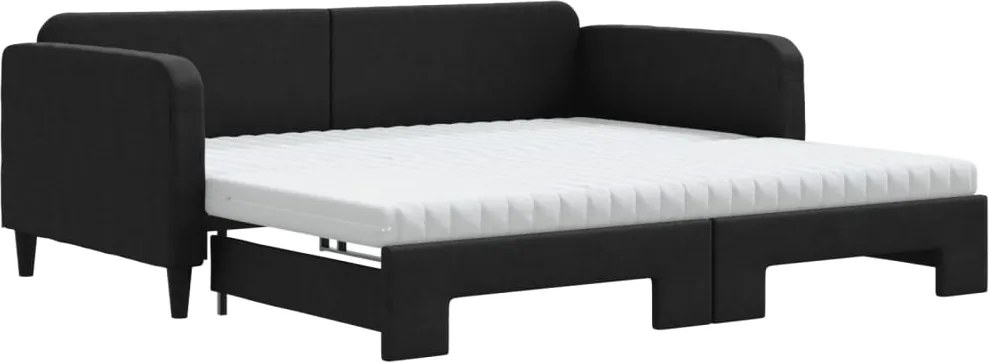 Válenda s přistýlkou a matracemi černá 100 x 200 cm textil 3196841