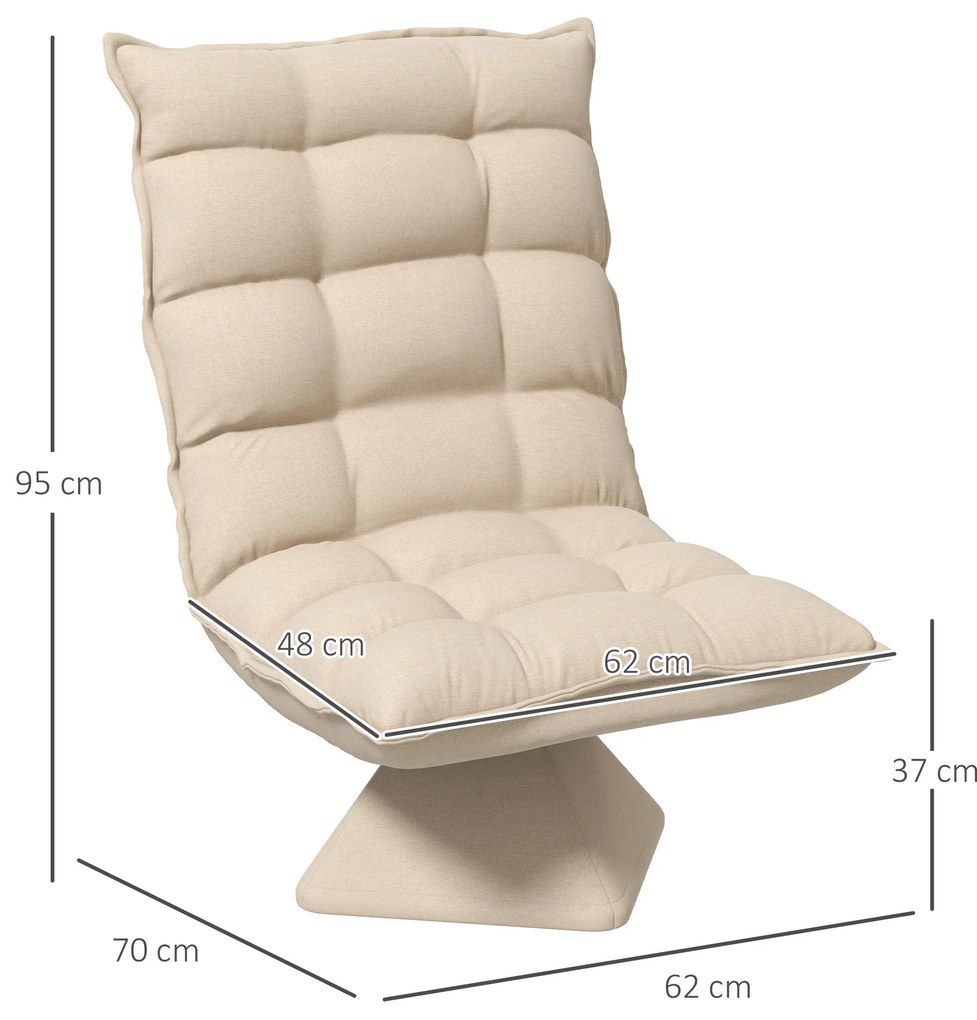 HOMCOM Podlahové křeslo Nastavitelná pohovka, otočná, meditační židle, čalouněná, polohovací, Líná pohovka, Beige