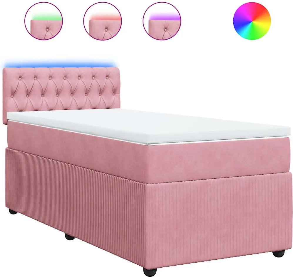 Box spring postel s matrací růžová 90x190 cm samet 3289925