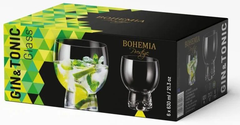 BOHEMIA PRESTIGE GIN TONIC SKLENICE 630ML SADA 6KS