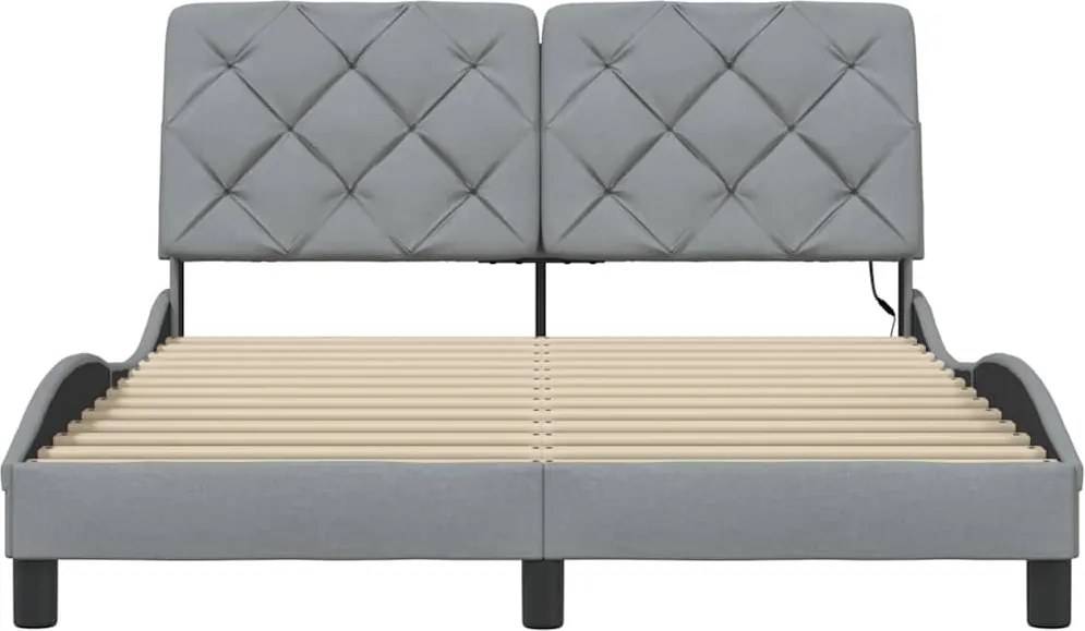 Rám postele s LED bez matrace Světle šedá 140x190 cm Látka 3310664