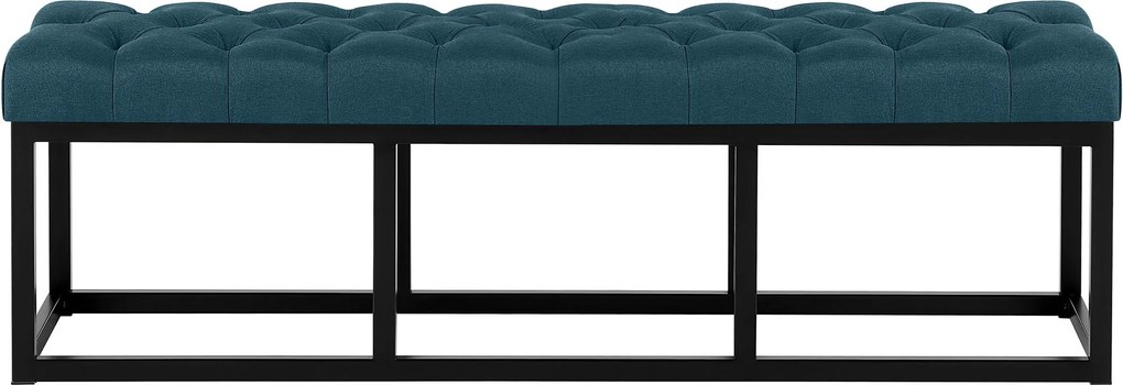 Lavice Amun látka černá konstrukce 150 cm – modrá