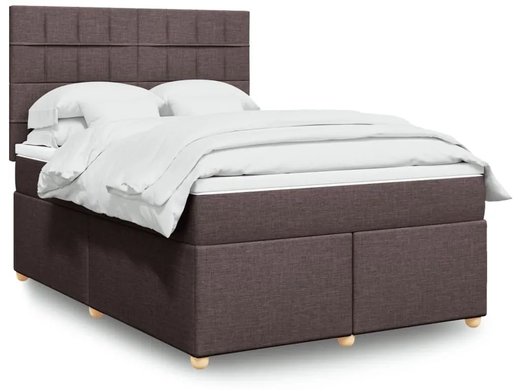 Box spring postel s matrací tmavě hnědá 160x200 cm textil