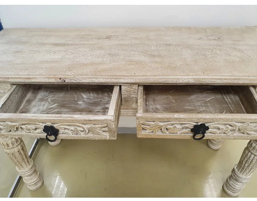 Bílý konzolový stolek z masivu India