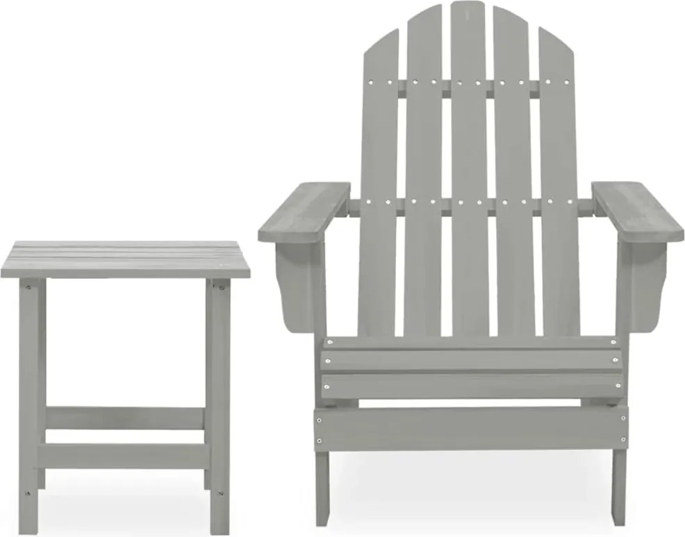 Zahradní židle Adirondack se stolkem masivní jedlové dřevo šedá 315920