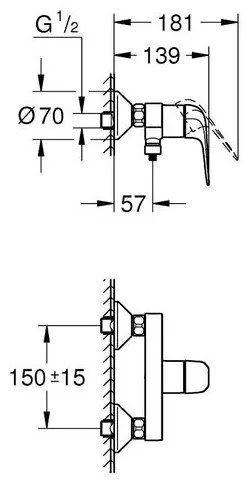 Grohe Swift Sprchová nástěnná baterie, chrom, 24333001