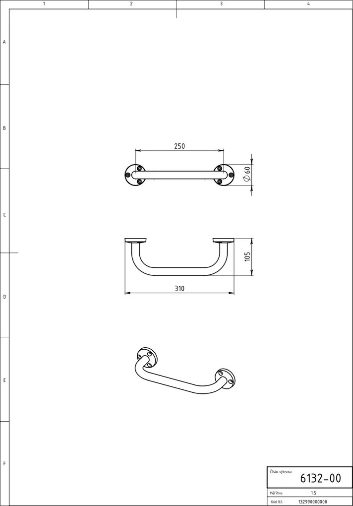 Novaservis - Madlo 250 mm Metalia 1 chrom, 6132,0