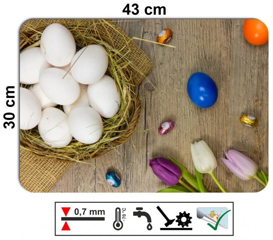 Velikonoční prostírání - 004, Vajíčka na dřevě