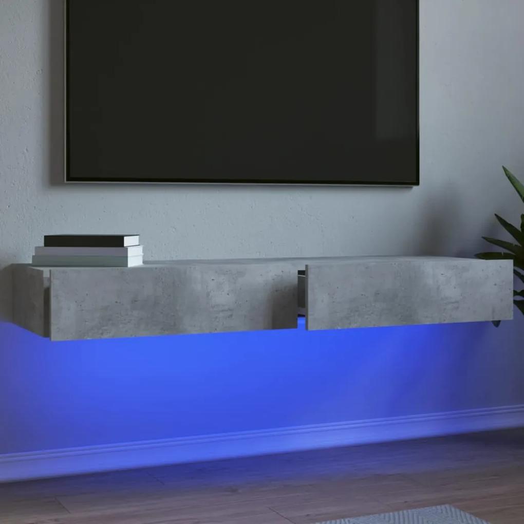 TV skříňky s LED osvětlením 2 ks betonově šedé 60x35x15,5 cm - Default Title