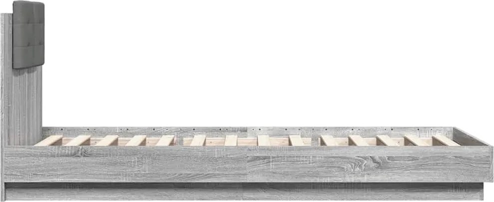 Rám postele s čelem a LED osvětlením šedý sonoma 100 x 200 cm 3210029